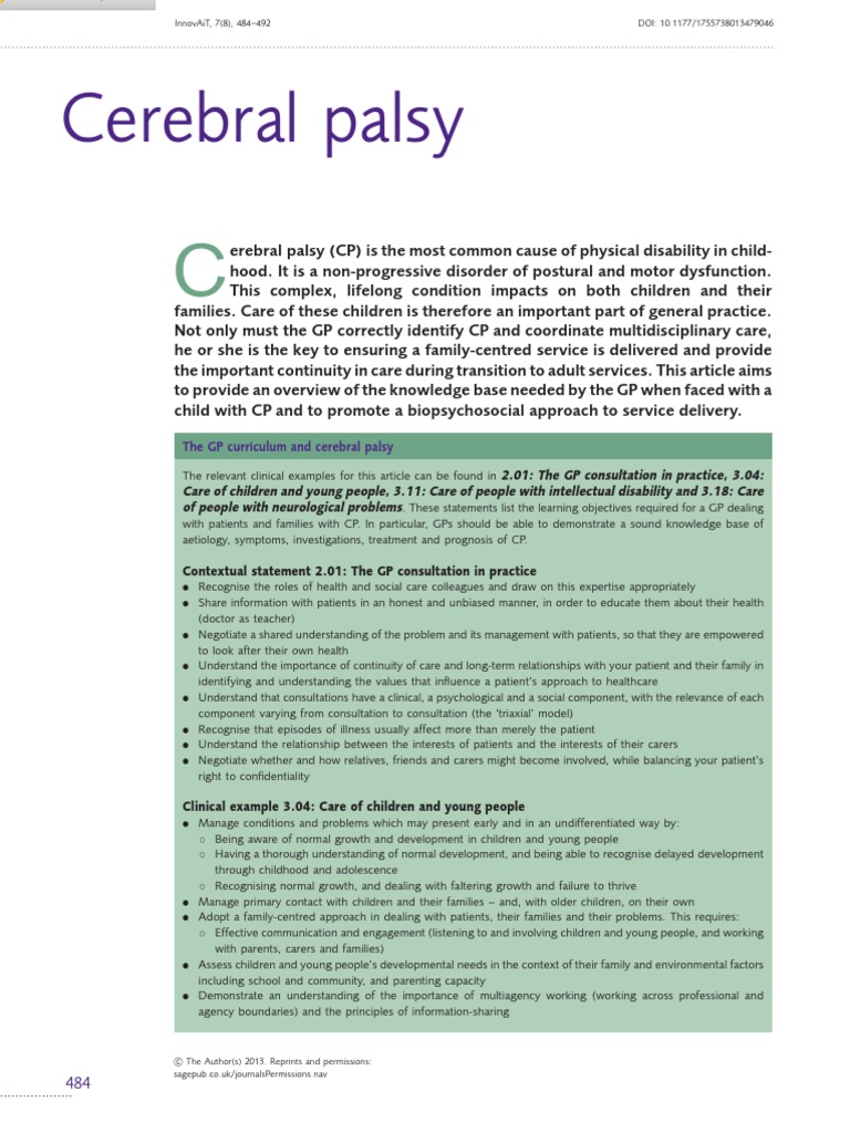 Cerebral Palsy | PDF | Cerebral Palsy | General Practitioner