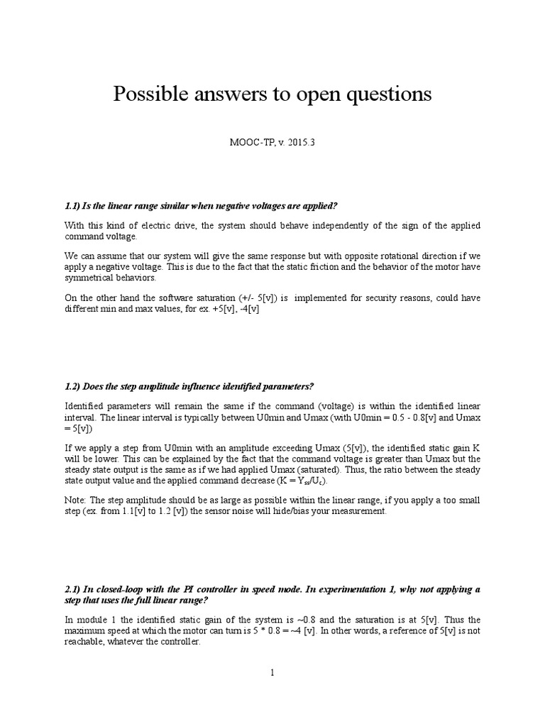 Possible Answers To Open Questions | PDF | Control Theory | Amplitude