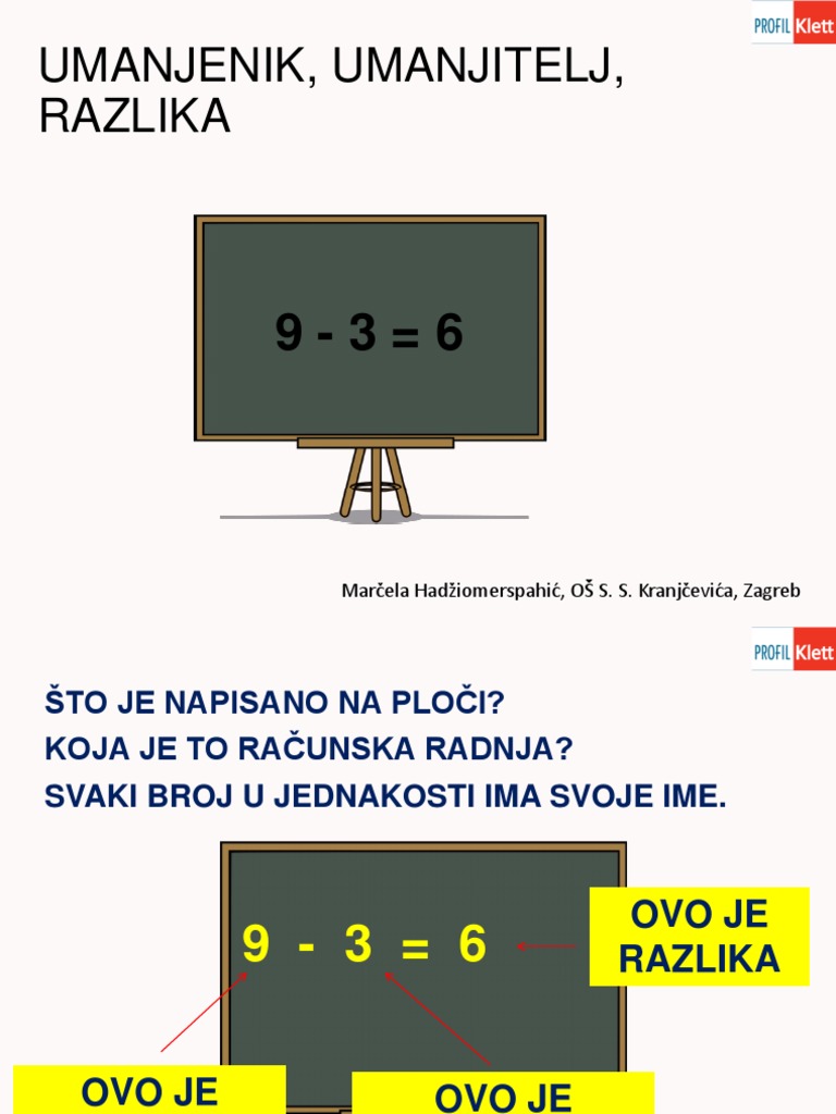 Umanjenik Umanjitelj Razlika | PDF