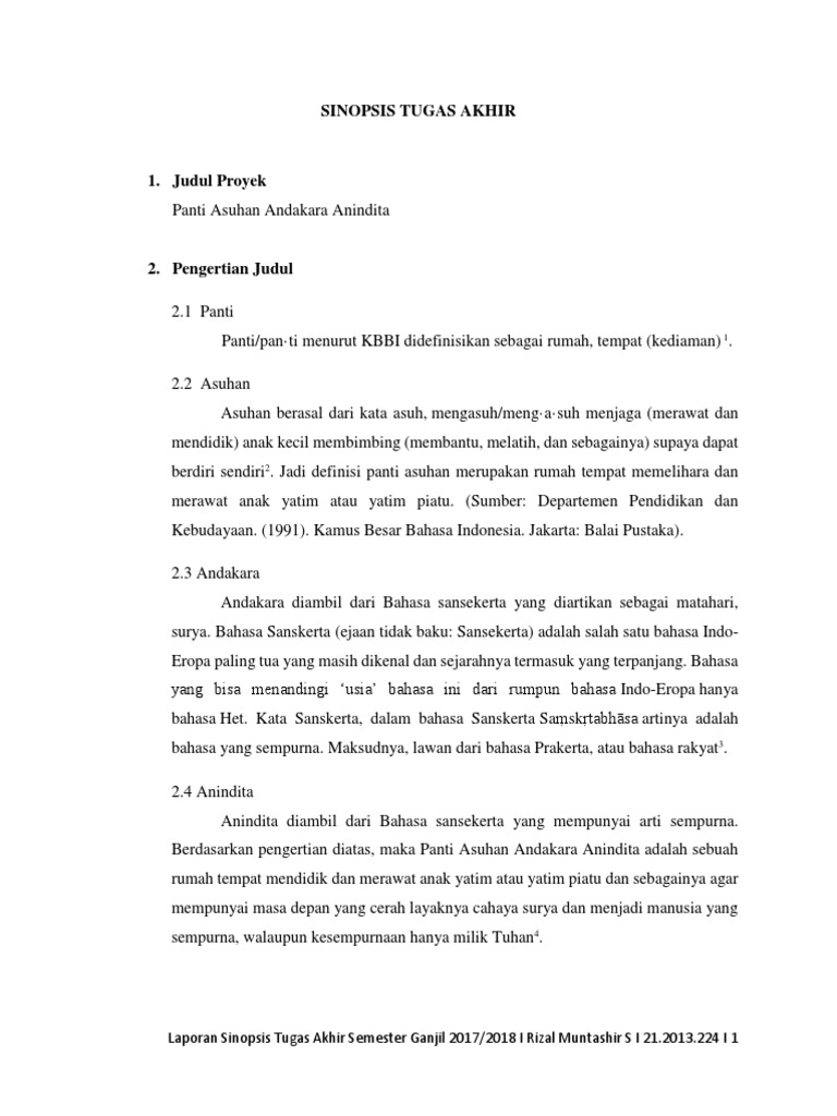 Contoh Sinopsis Skripsi Tugas Akhir | PDF