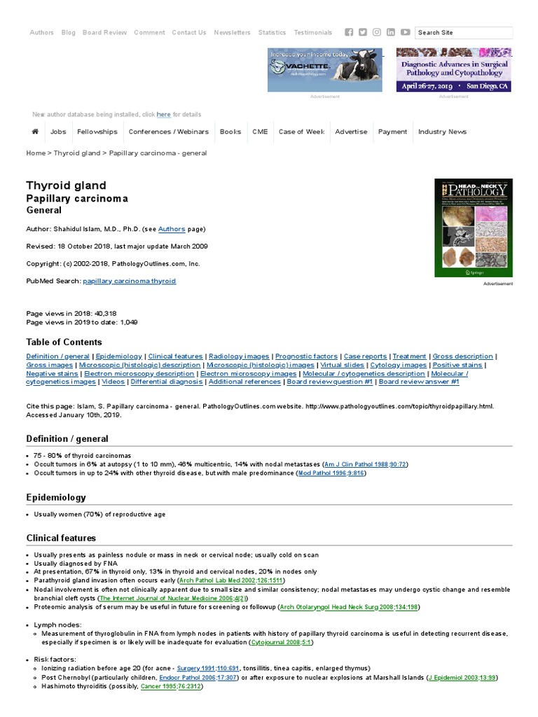 Pathology Outlines - Papillary Carcinoma - General | PDF | Metastasis ...