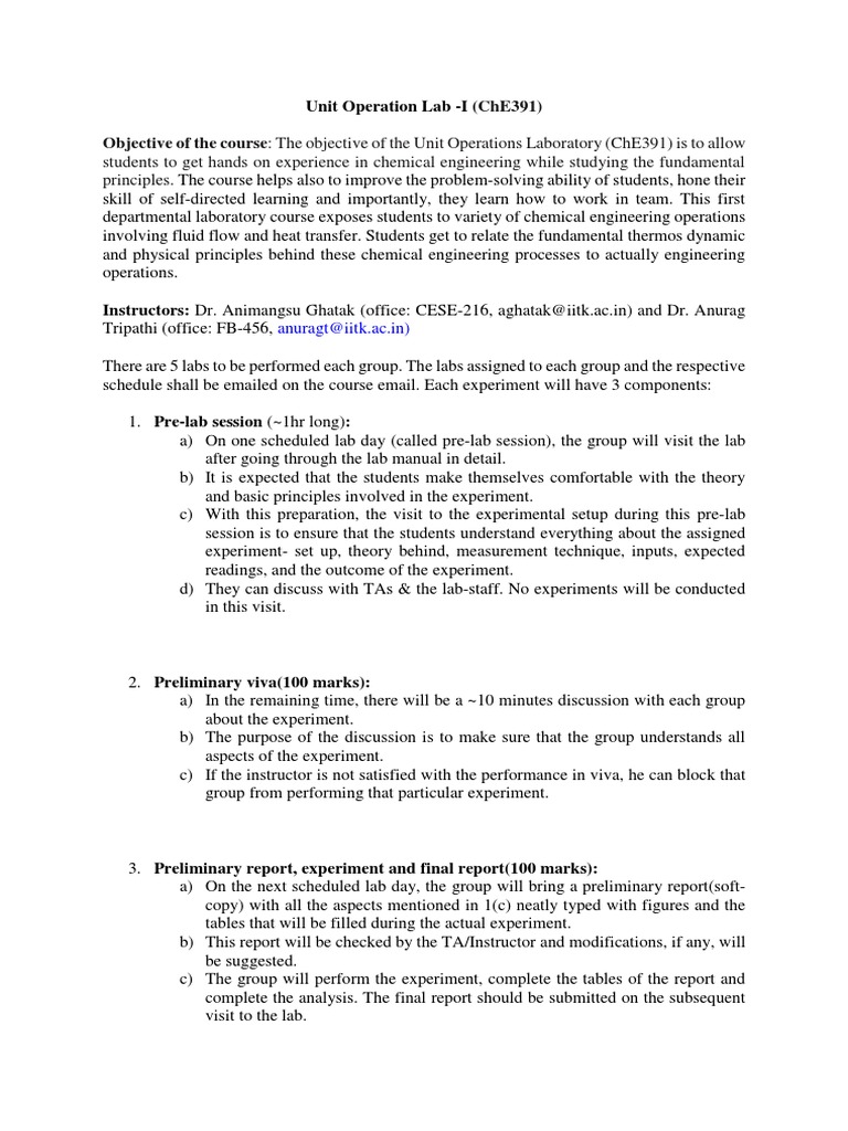 Chemical Engineering Unit Operations Lab | PDF | Experiment | Laboratories