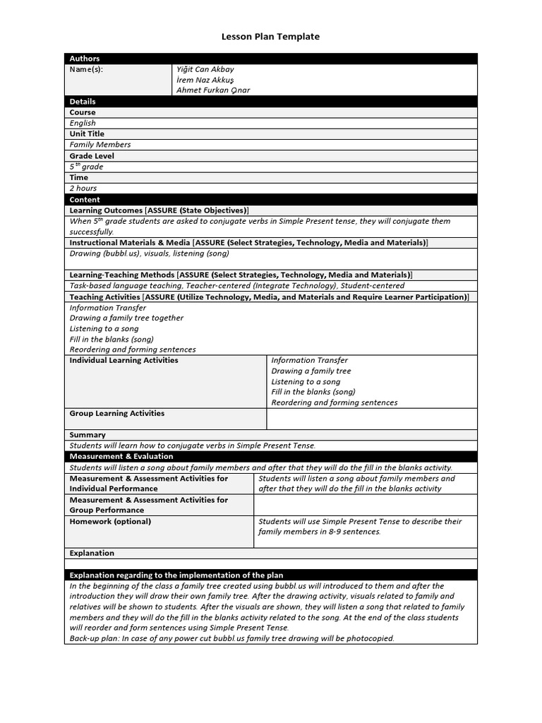 Lesson Plan Template | PDF | Lesson Plan | Applied Psychology