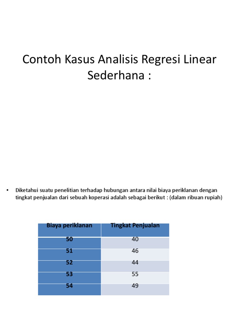 Contoh Kasus Analisis Regresi Linear Sederhana | PDF