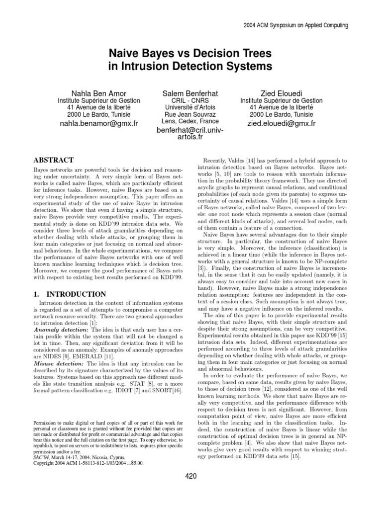 Naive Bays Intrusion Detection | PDF | Bayesian Network | Statistical ...