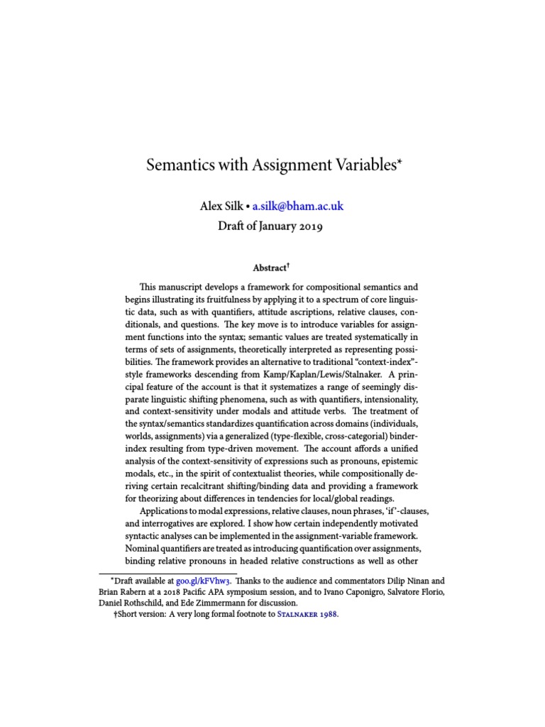 Silk Semantics Assignment Variables | PDF | Semantics | Interpretation ...