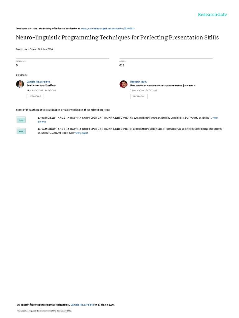 Neuro-Linguistic Programming Techniques For Perfecting Presentation Skills | PDF | Neuro ...