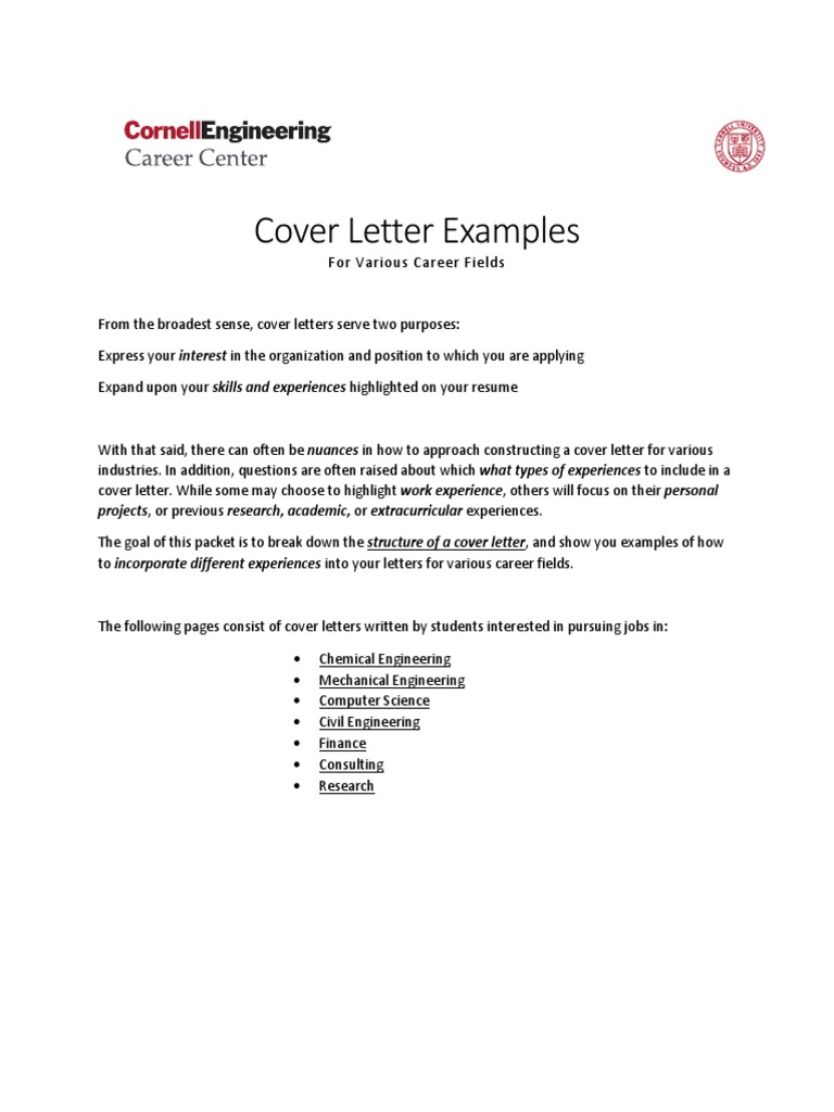 Cover Letter Guide for Engineering Fields | PDF | Engineering | Mentorship