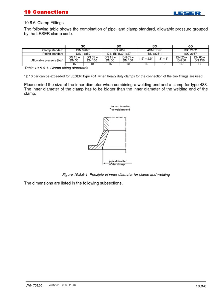 Triclover Clamp Dimension Table 1 | PDF | Pipe (Fluid Conveyance ...