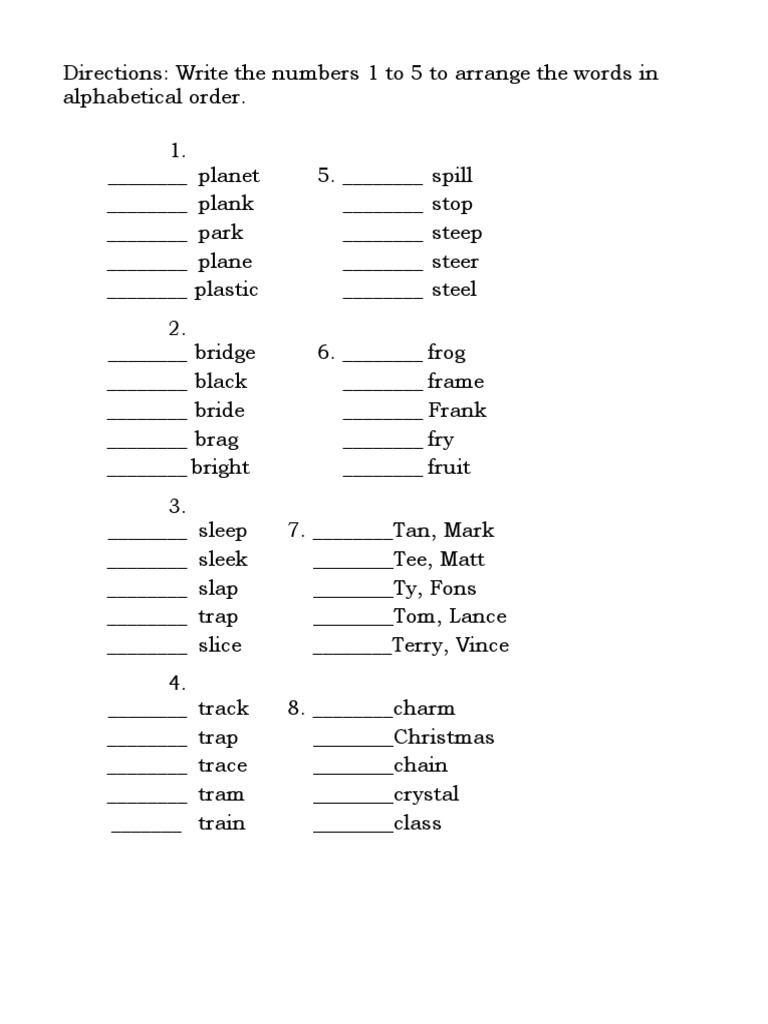 Alphabetizing 2nd 3rd Letter 3 Worksheets | PDF