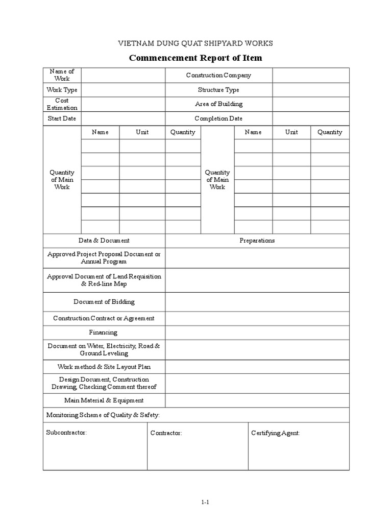 Shipyard Construction Commencement Report | PDF