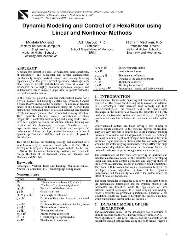 Hexacopter Control | Download Free PDF | Control Theory | Rotation Around A Fixed Axis