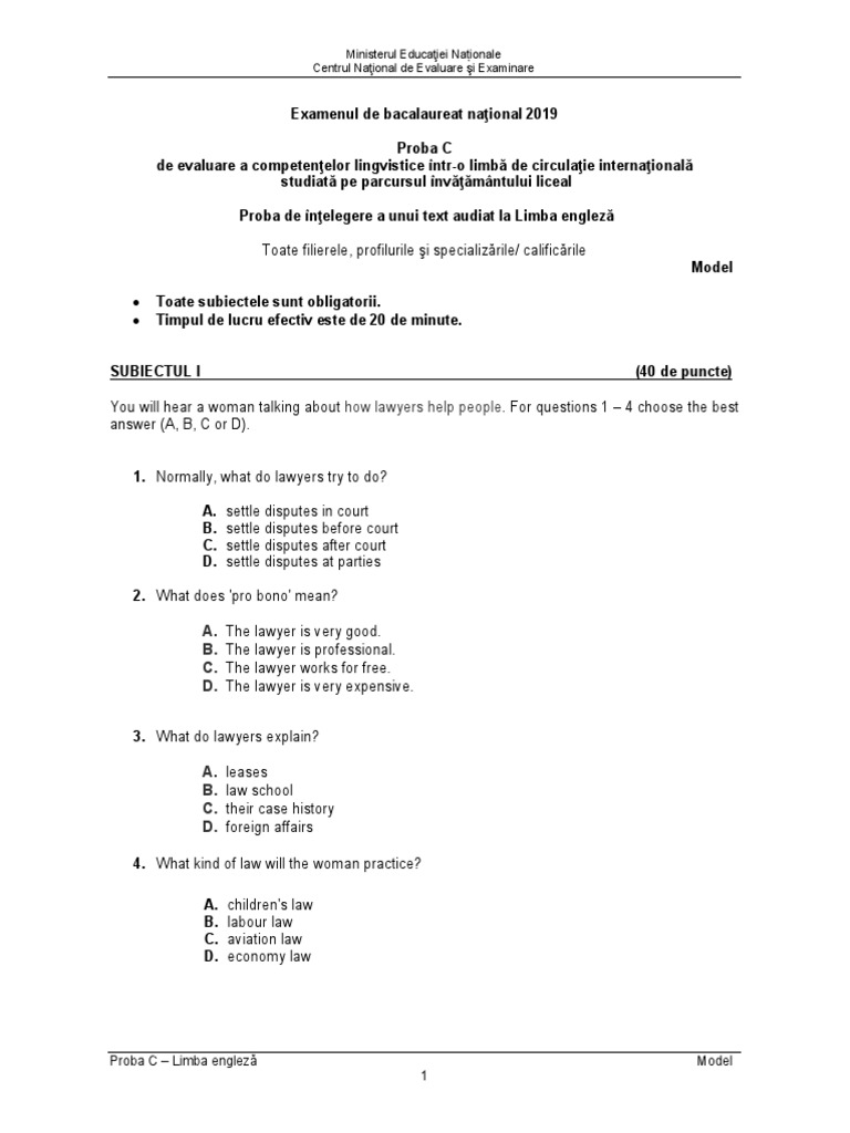 C Engleza Audio Text Model Subiect PDF | PDF | Theresa May | Brexit