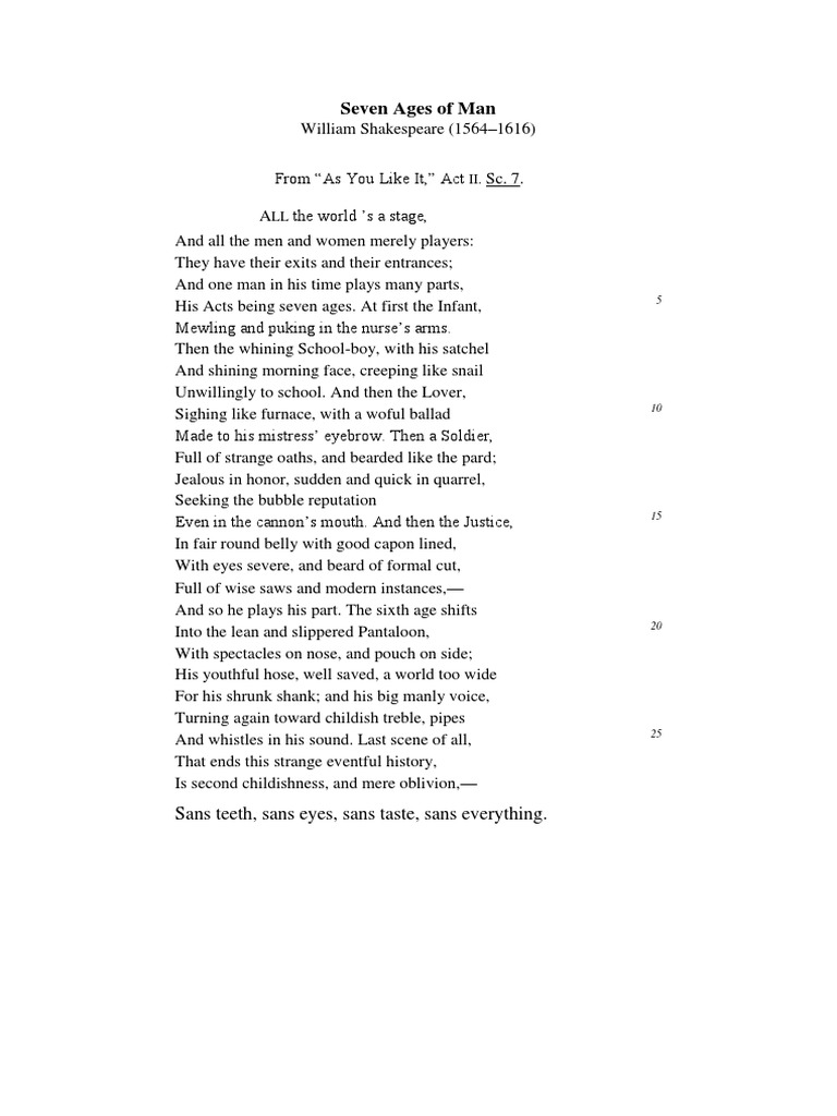 The Seven Ages of Man Explained | PDF | Classics