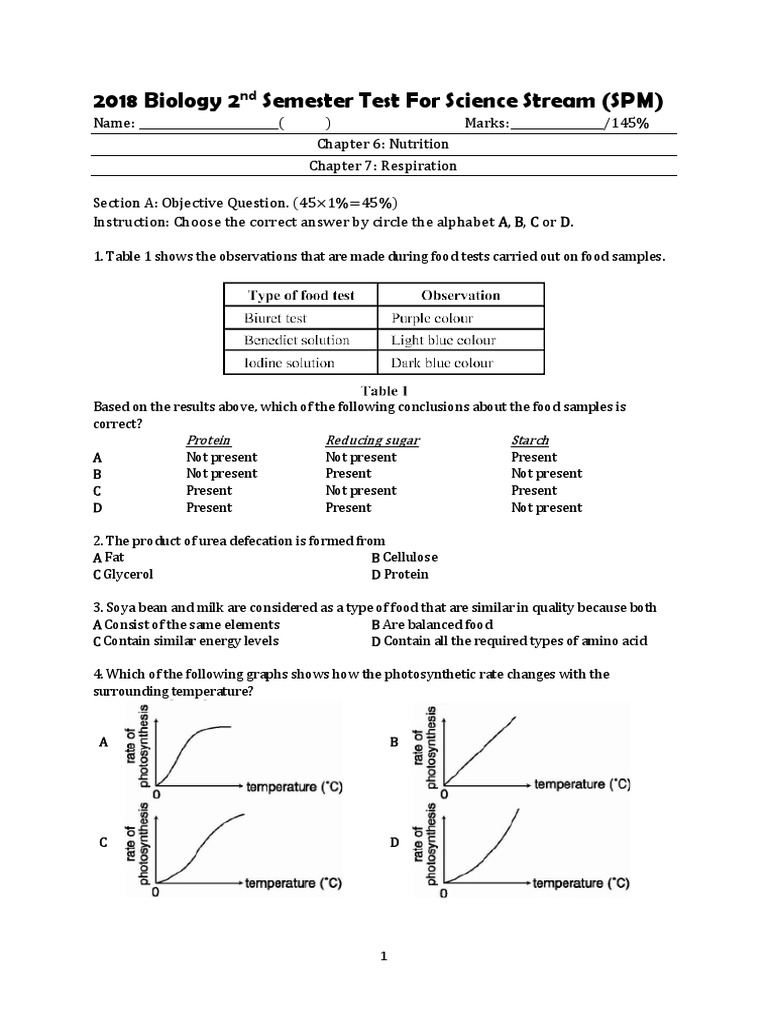 2018 Biology Exercises For SPM (Chapter6 & Chapter7) | PDF | Breathing ...