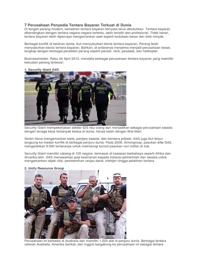 Perusahaan Tentara Bayaran Dan Gengster | PDF