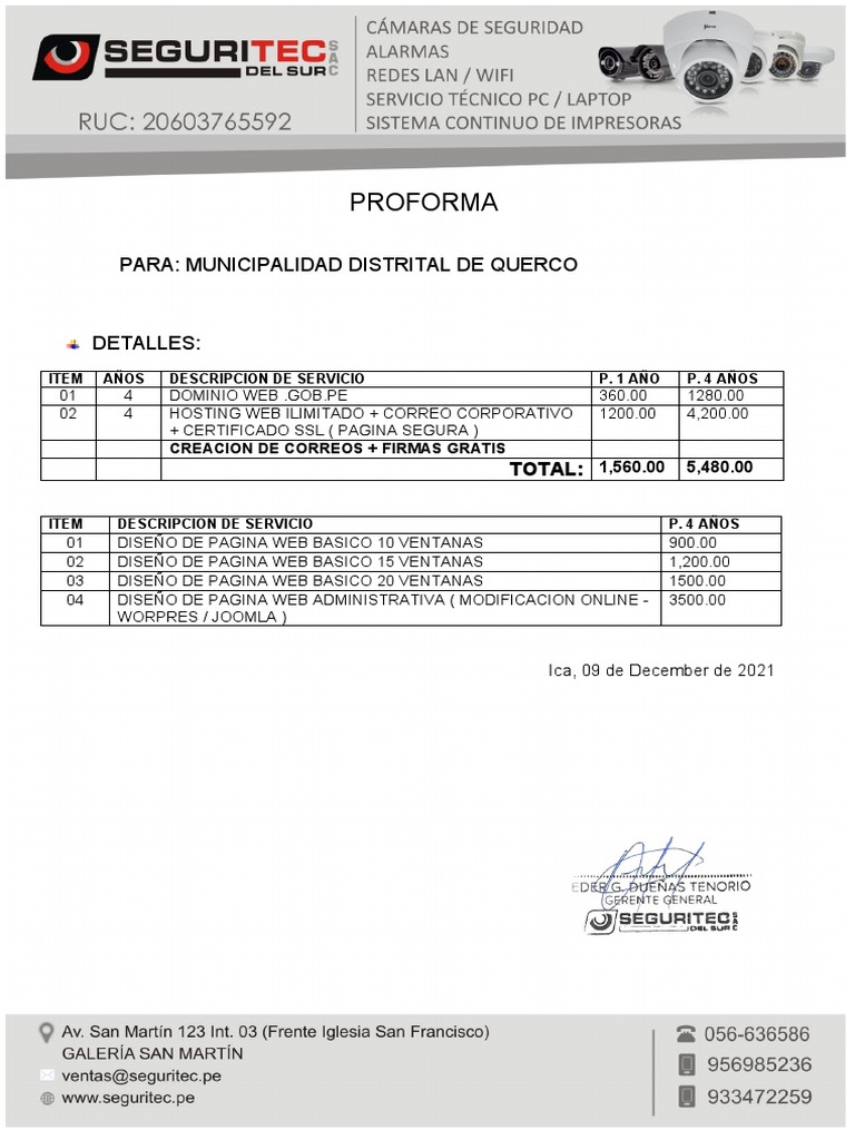 Proformas Pagina Web Municipio | PDF