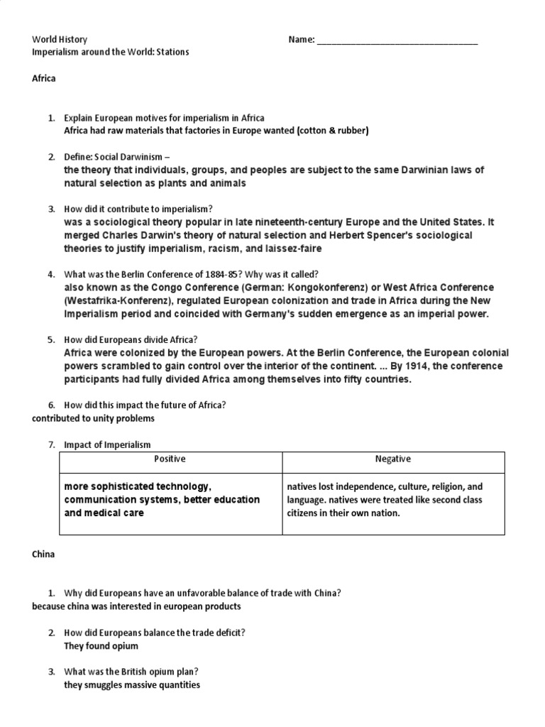 2nd Copy of Imperialism Stations Reading Handout | PDF | Imperialism ...