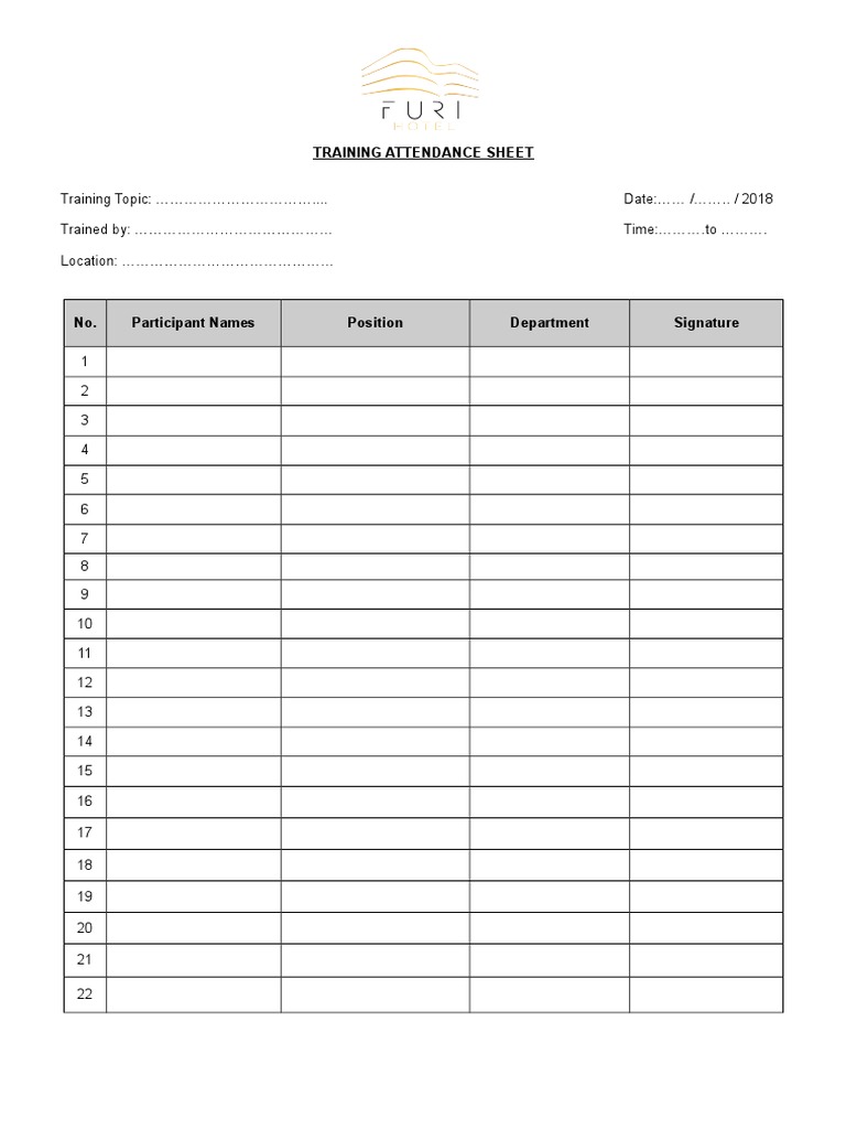 Training Attendance Sheet | PDF
