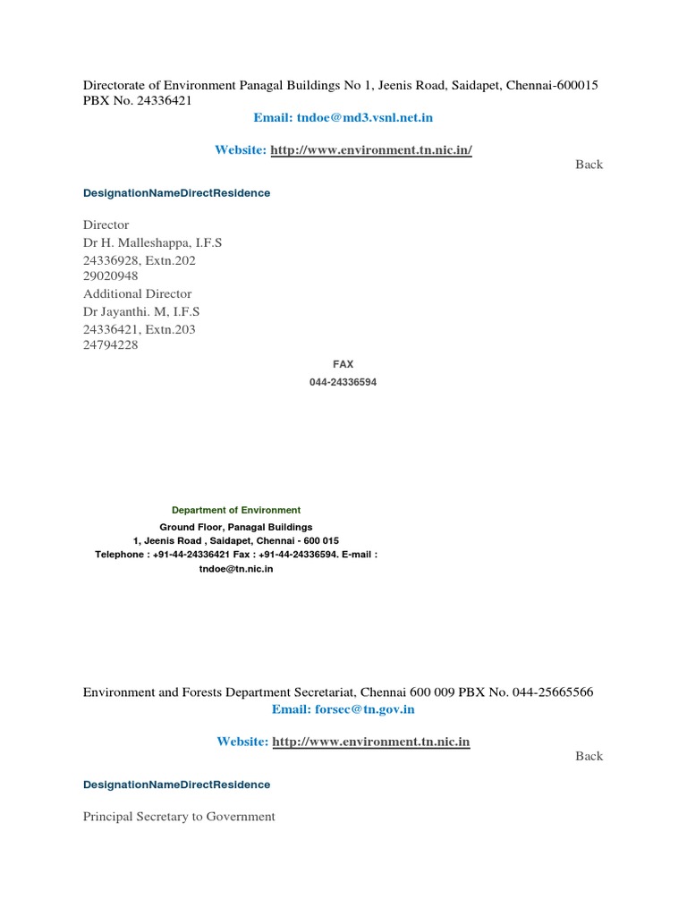 Directorate of Environment-Panagal Buildings - Chennai | PDF