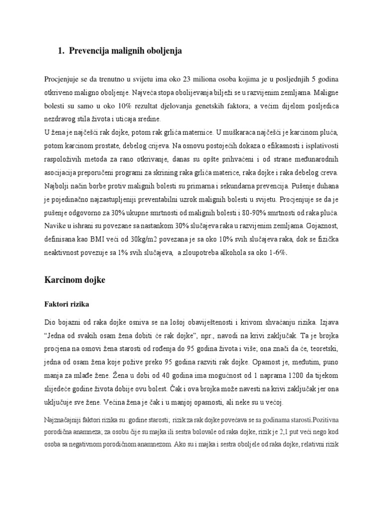 Prevencija Malignih Oboljenja | PDF