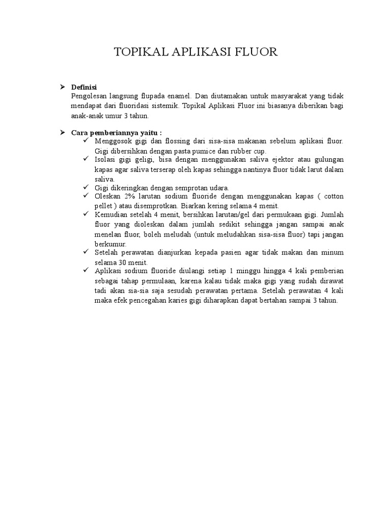 Topikal Aplikasi Fluor | PDF