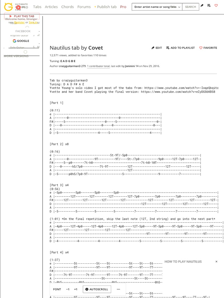 NAUTILUS TAB by Covet @ | PDF | String Instruments | Celtic Musical ...