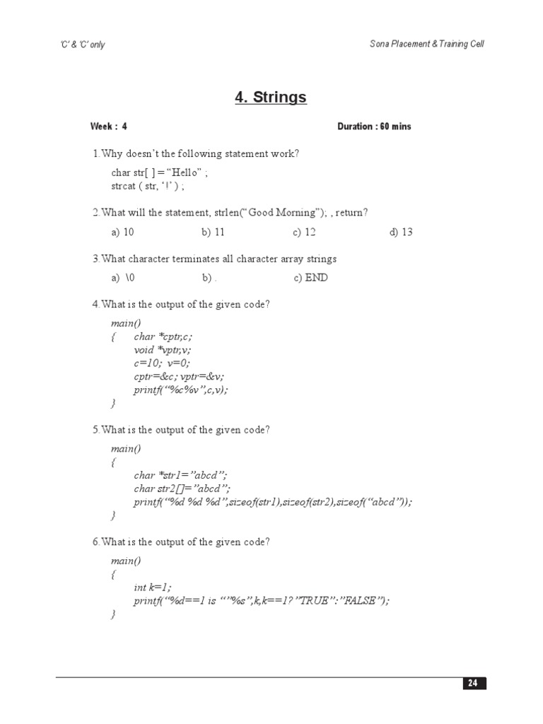 Strings: Week: 4 Duration: 60 Mins | PDF | Software Development | Computer Engineering