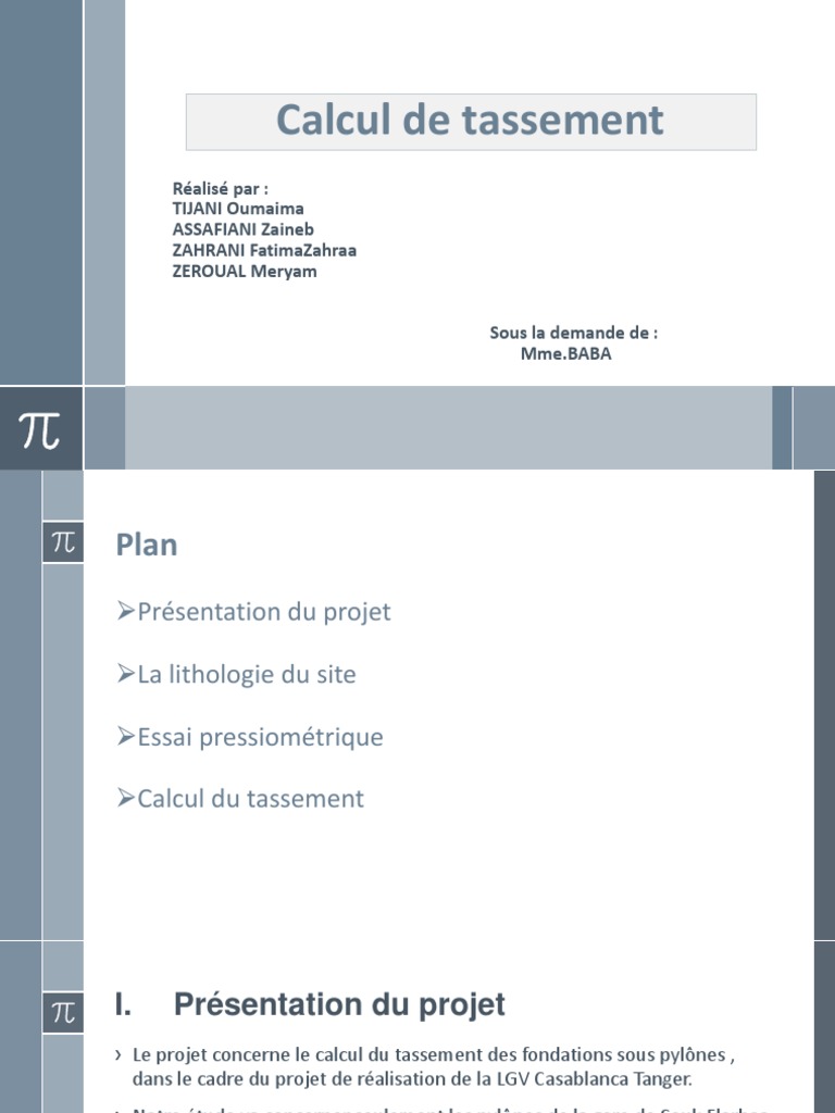 Calcul de Tassement: Réalisé Par: Tijani Oumaima Assafiani Zaineb ...