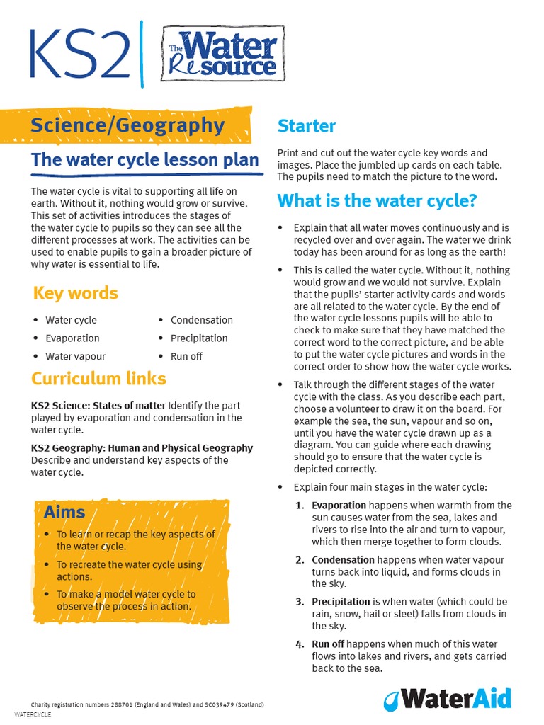 Science/Geography: The Water Cycle Lesson Plan | PDF | Water Cycle ...
