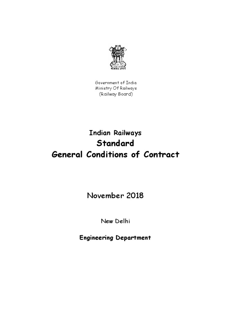 Indian Railways Standard General Conditions of Contract, November 2018 ...