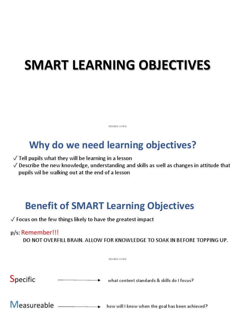 Smart Learning Objectives: Double Ayien | PDF