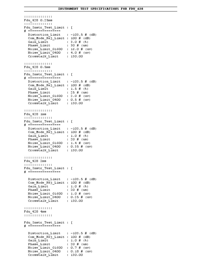 Sercel 428XL Manuals - Instrument Test Specifications For FDU | PDF ...