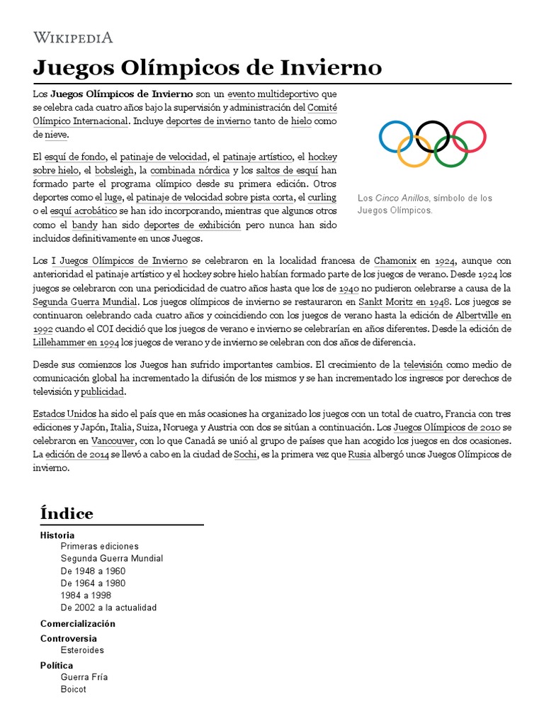 Juegos Olímpicos de Invierno | PDF | Juegos olímpicos de invierno ...