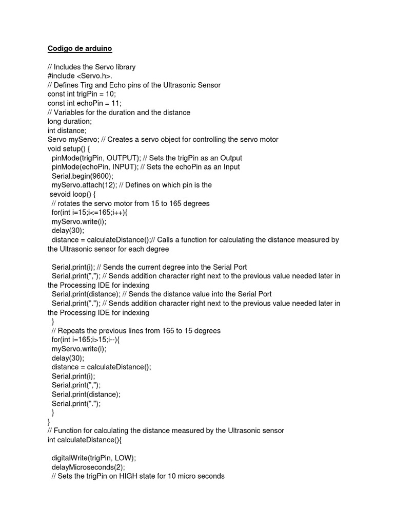 Radar Con Arduino y Processing Codigos | PDF | Sine | Trigonometric ...