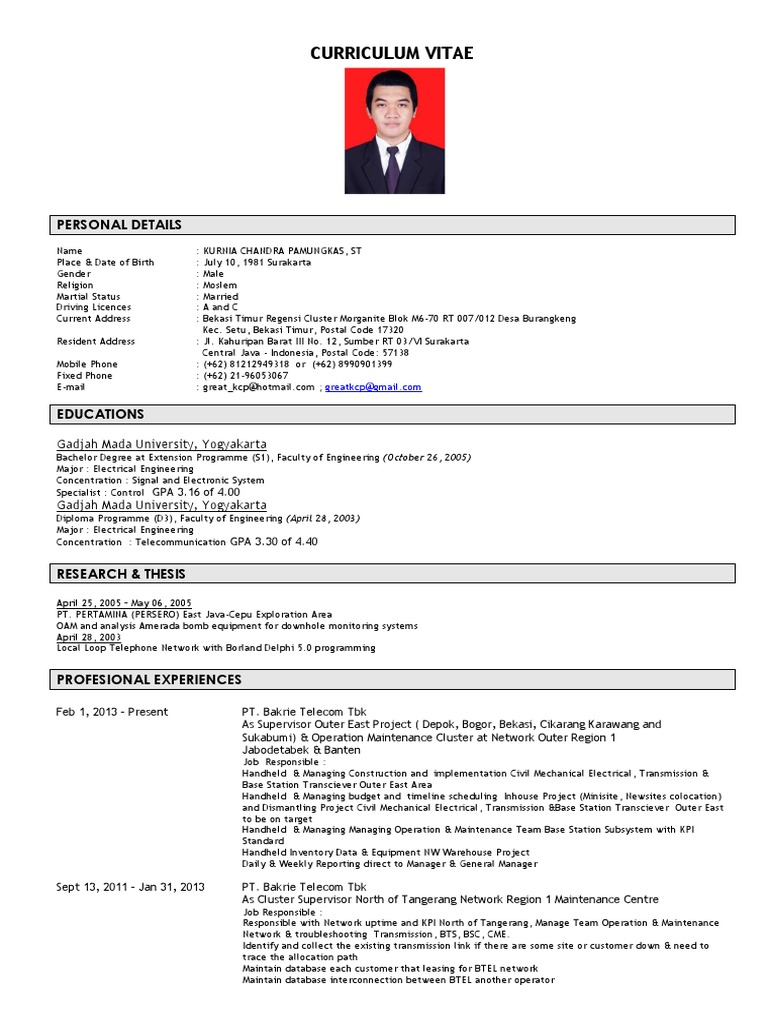 CV-Kurnia Chandra Pamungkas | PDF | Telecommunications Engineering | Engineering