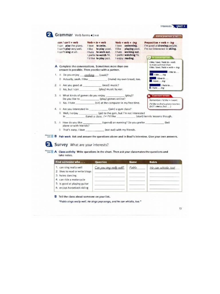 Touchstone 2 Unit 2 Page 13 | PDF