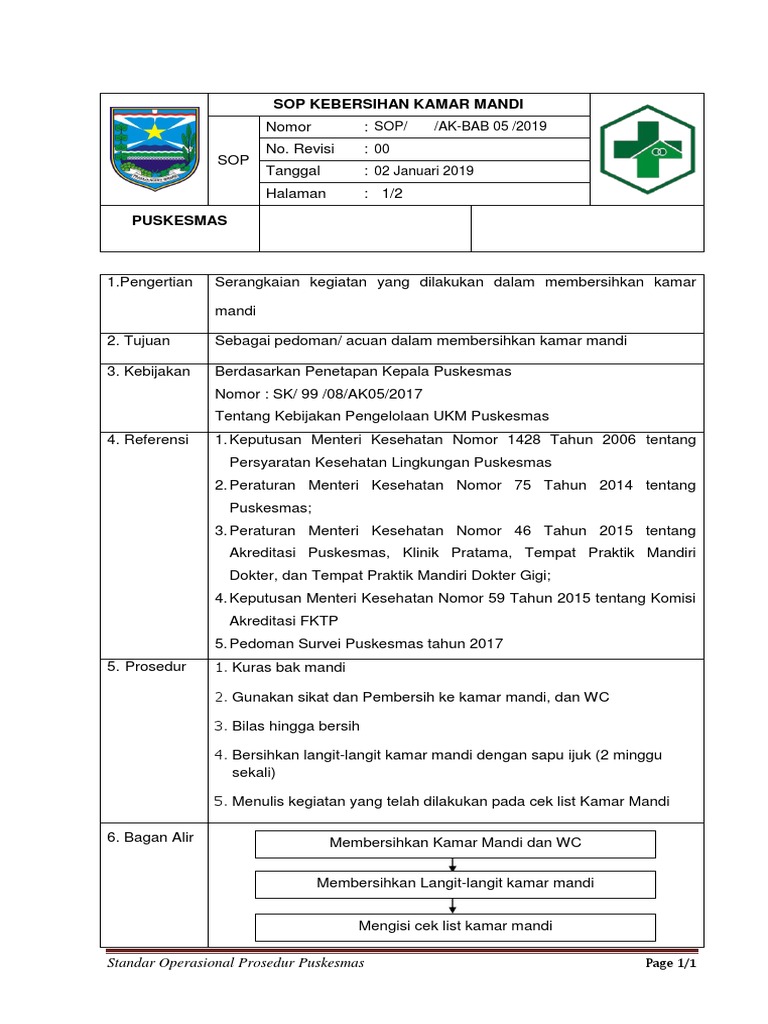 SOP Kebersihan Kamar Mandi - Polos | PDF