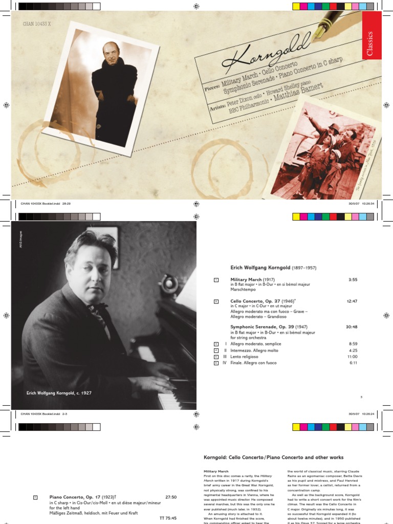 Korngold - Cello Concerto, Piano Concerto, Symphonic Serenade | PDF | Classical Music | Musical ...
