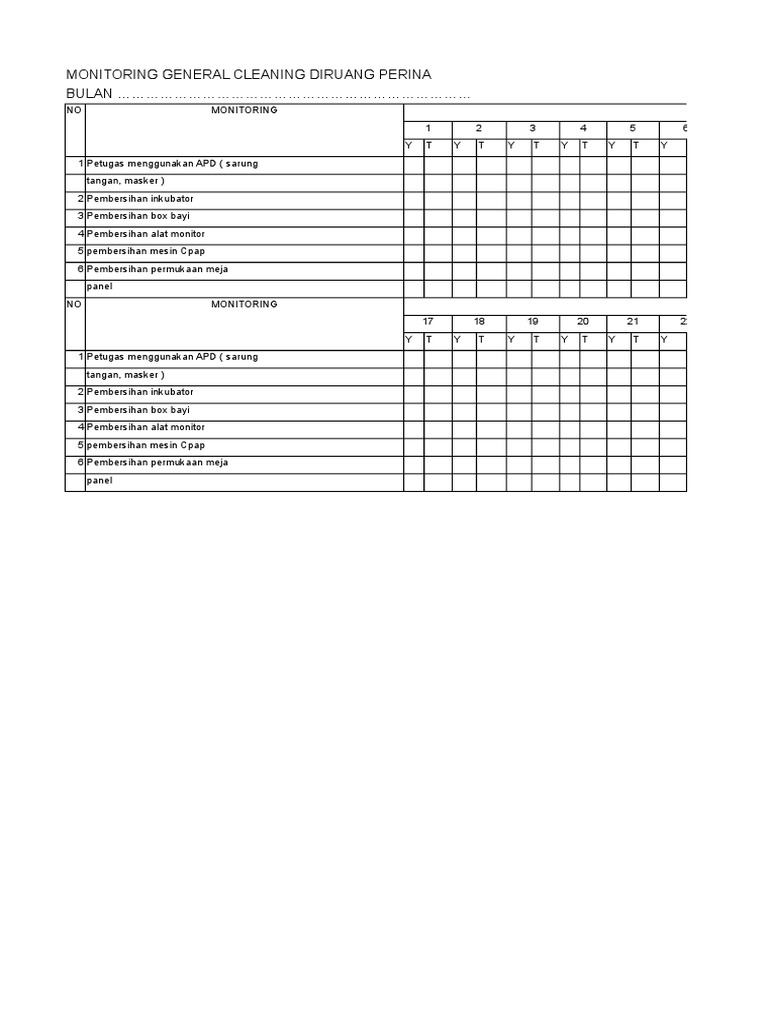 Form Ceklis Ruang Isolasi | PDF | Griya & Taman