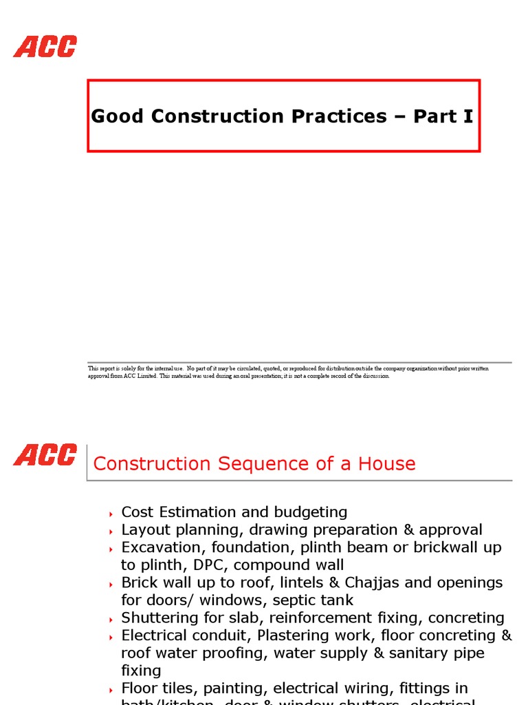 Good Construction Practices Overview | PDF | Concrete | Components