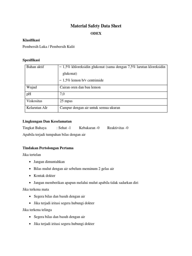 MSDS Odex | PDF | Pengembangan Diri