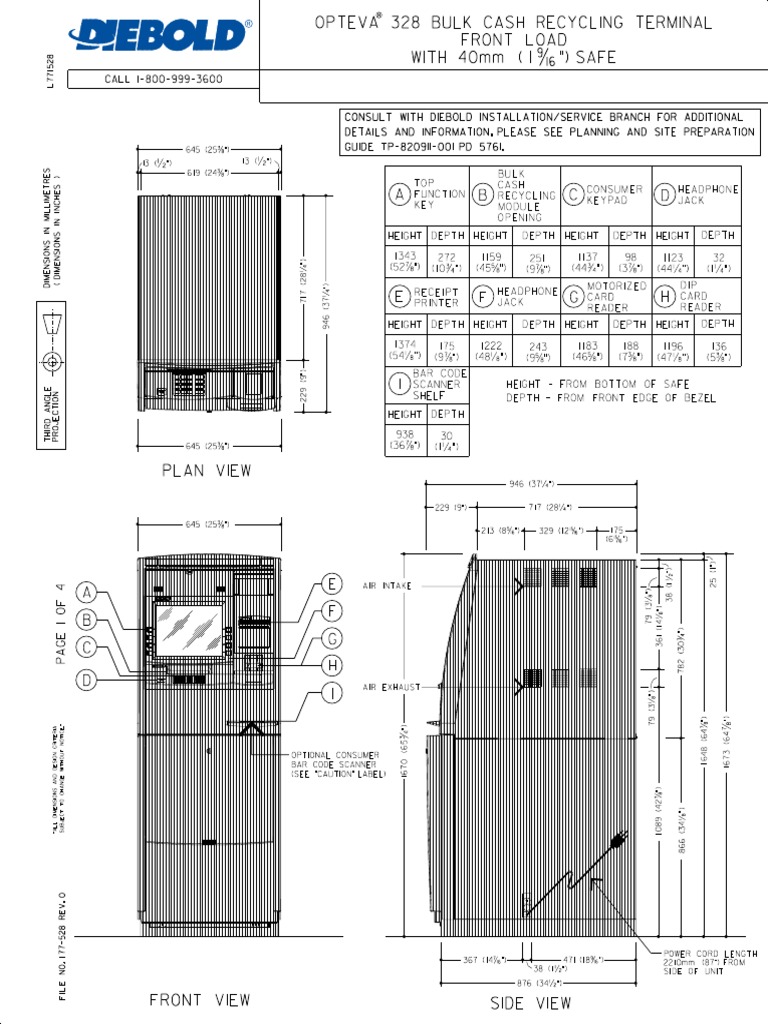 Diebold Opteva 328 Terminal Specs | PDF | Power Supply | Ac Power Plugs ...