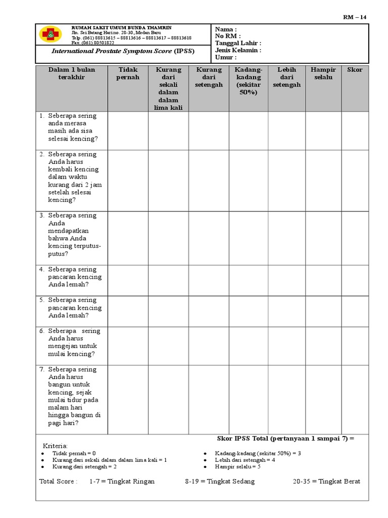 Skor IPSS untuk Gejala Prostat | PDF