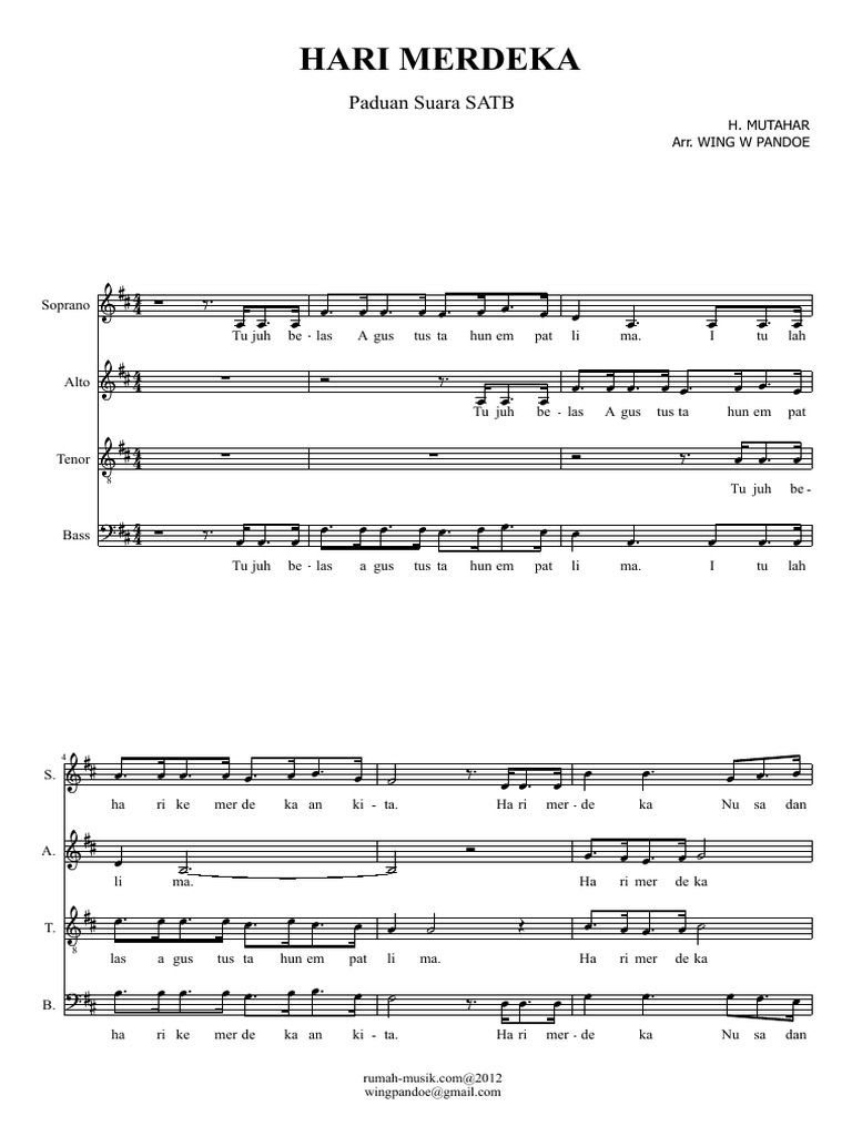 Hari Merdeka SATB Partitur PDF | PDF