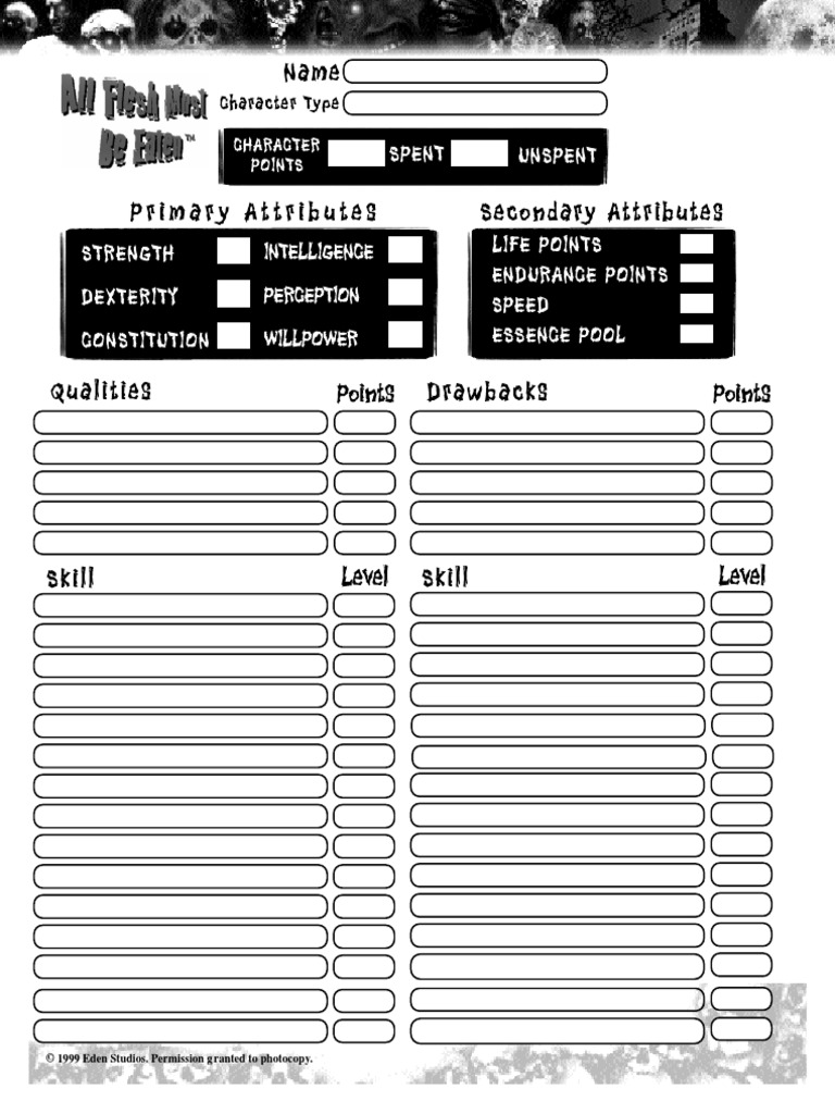AFMBE Character Sheet PDF | PDF