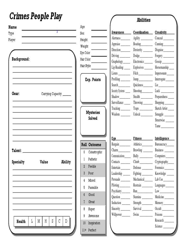 AFMBE Character Sheet | PDF | Leisure | Sports