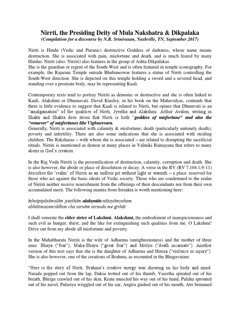 Nirrti | PDF | Kali | Hindu Astrology