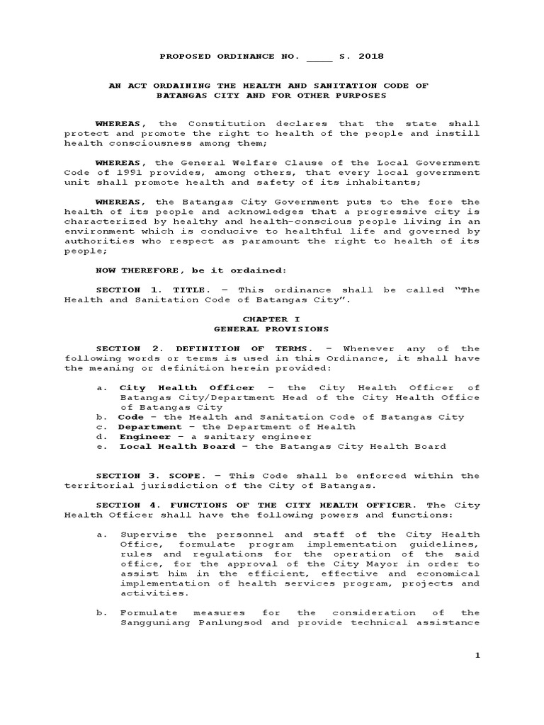 Health and Sanitation Code of Batangas City | PDF | Slaughterhouse ...