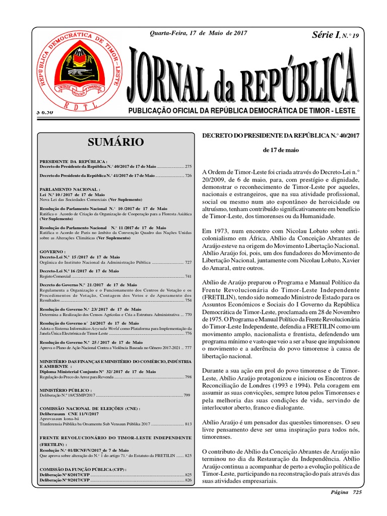 Jornal | PDF | Timor Leste | Administração pública